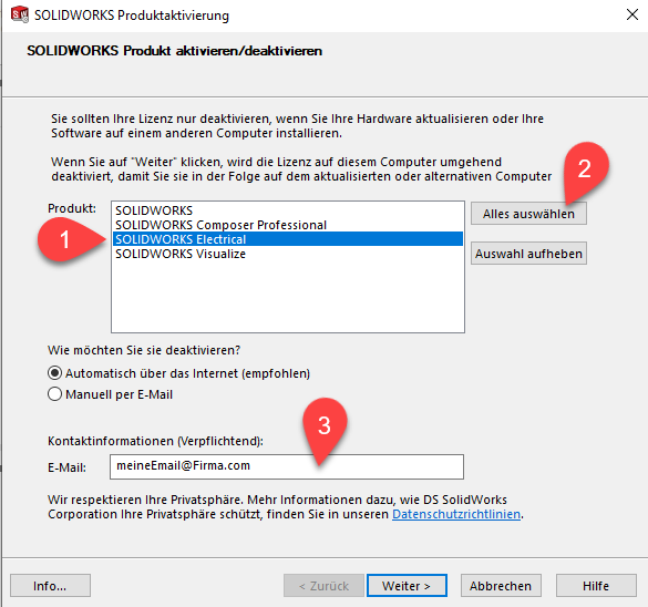 Bechtle CAD Knowledgebase - SOLIDWORKS Electrical Einzelplatzlizenz deaktivieren